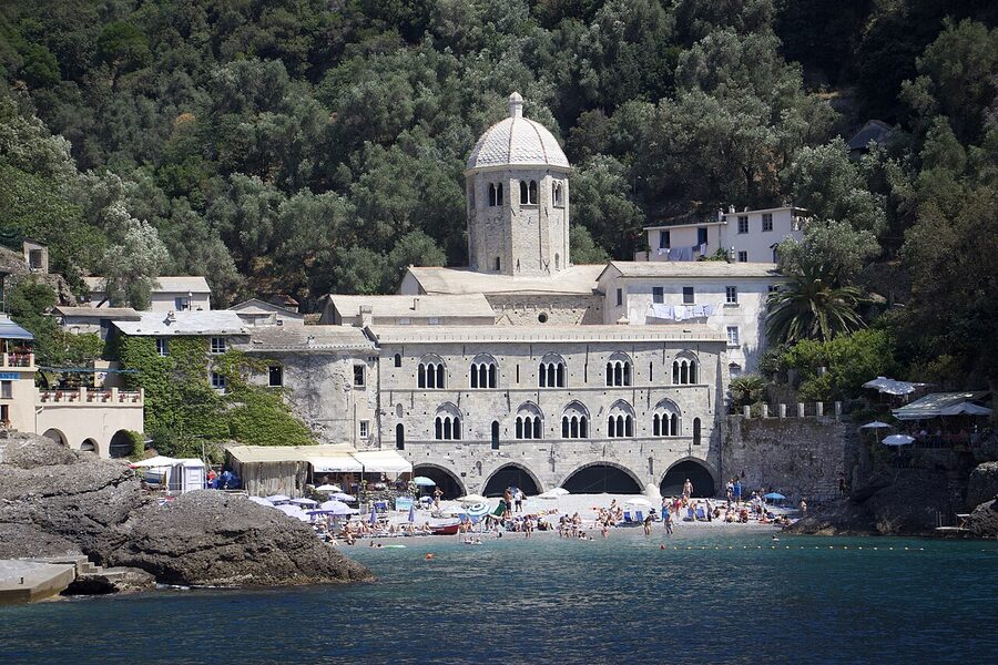 San Fruttuoso Abbey on a hidden cove between Camogli and Portofino