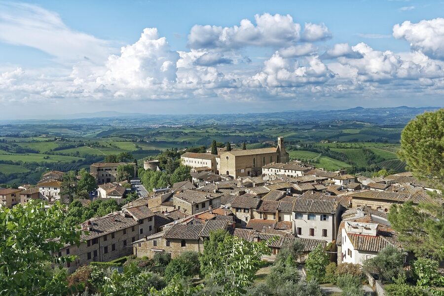 San Gimignano historic centre panorama showing medieval towers