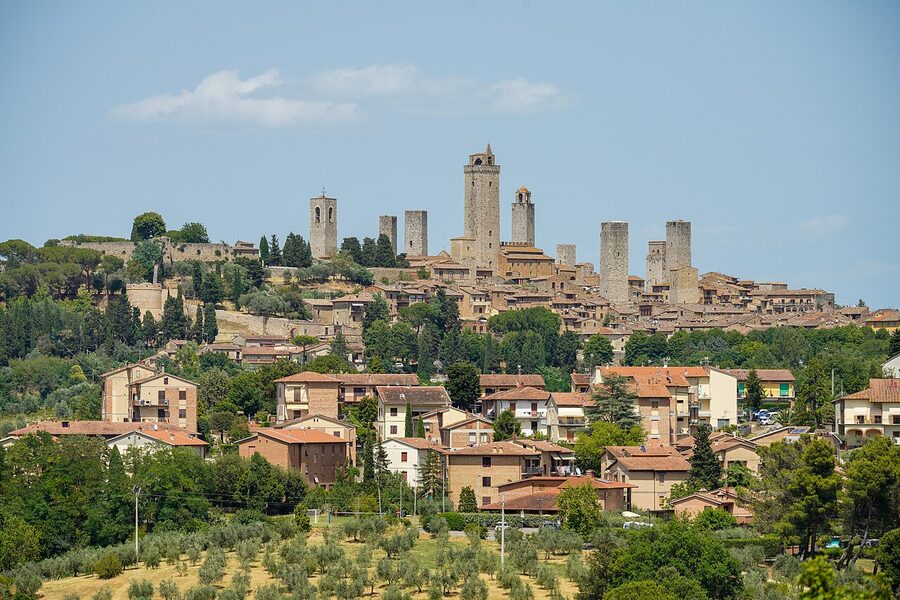 Panorama of San Gimignano old town with medieval towers