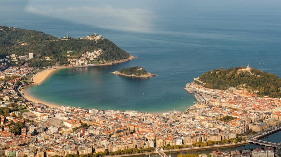 San Sebastian La Concha Bay aerial view