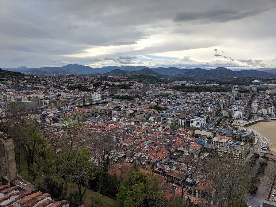 Aerial view of Parte Vieja old town in Donostia San Sebastián