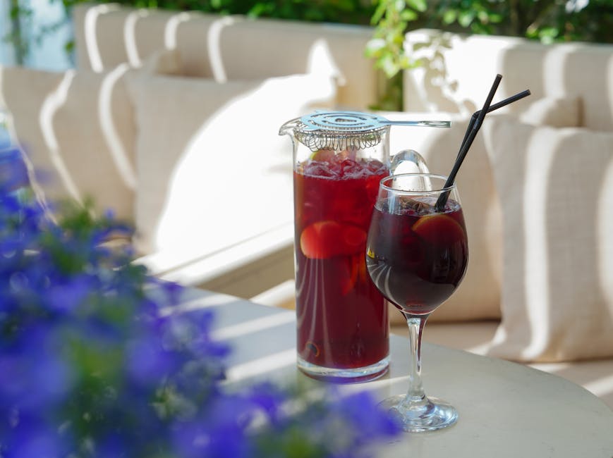 Pitcher of homemade sangria with fruit at a Barcelona class