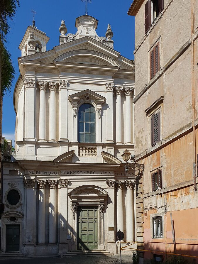 Facade of Santa Maria dell'Orazione e Morte church on Via Giulia, Rome