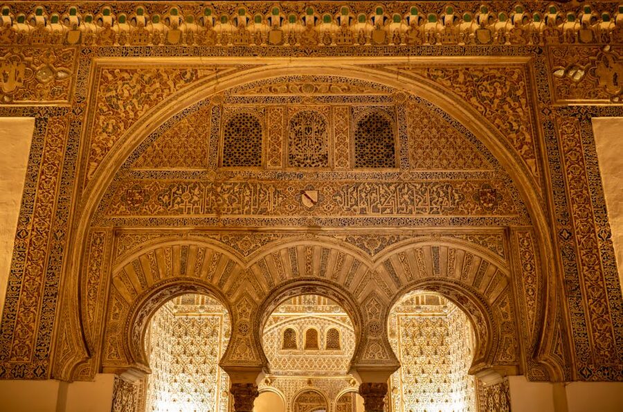 Real Alcazar Seville ornate Moorish arches detail