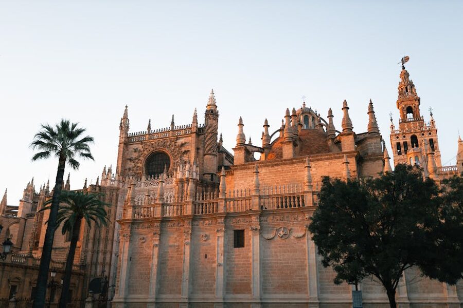 Seville Cathedral exterior in warm evening light