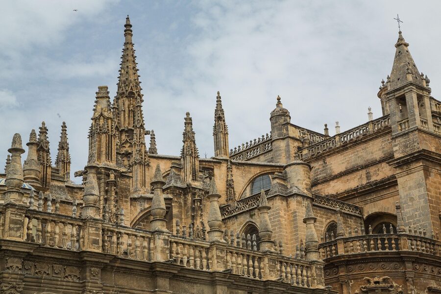 Seville Cathedral imposing facade in Andalusia