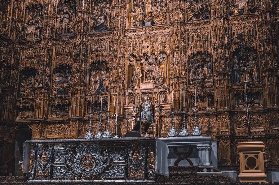 Main golden altarpiece in Seville Cathedral