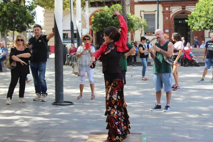 Flamenco dancing on a Seville street