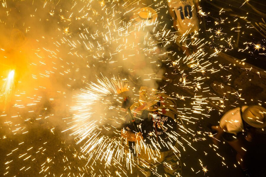 Correfoc fire show at Sitges Festa Major