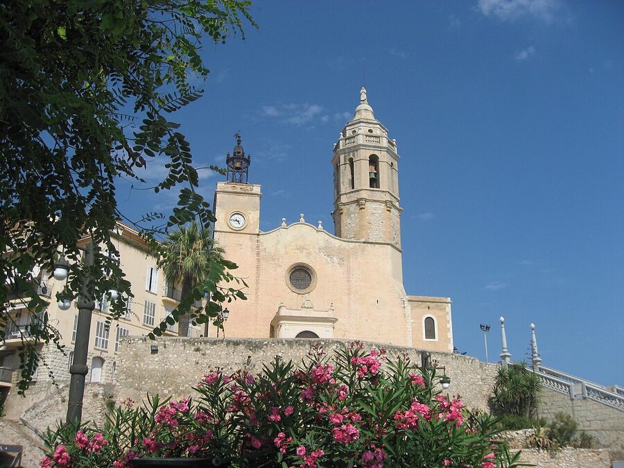 Church of Sant Bartomeu and Santa Tecla Sitges from the sea side