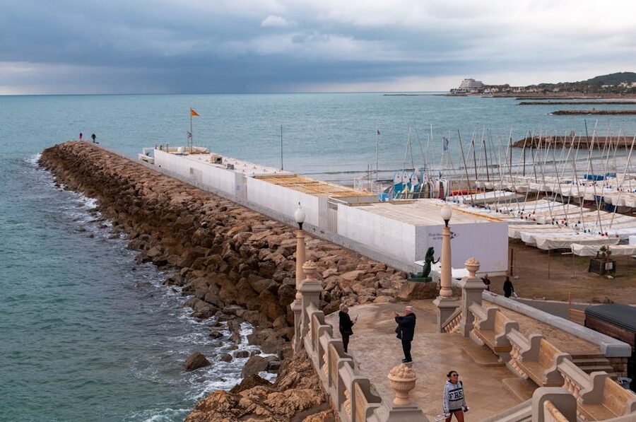 Sitges seafront breakwater and marina