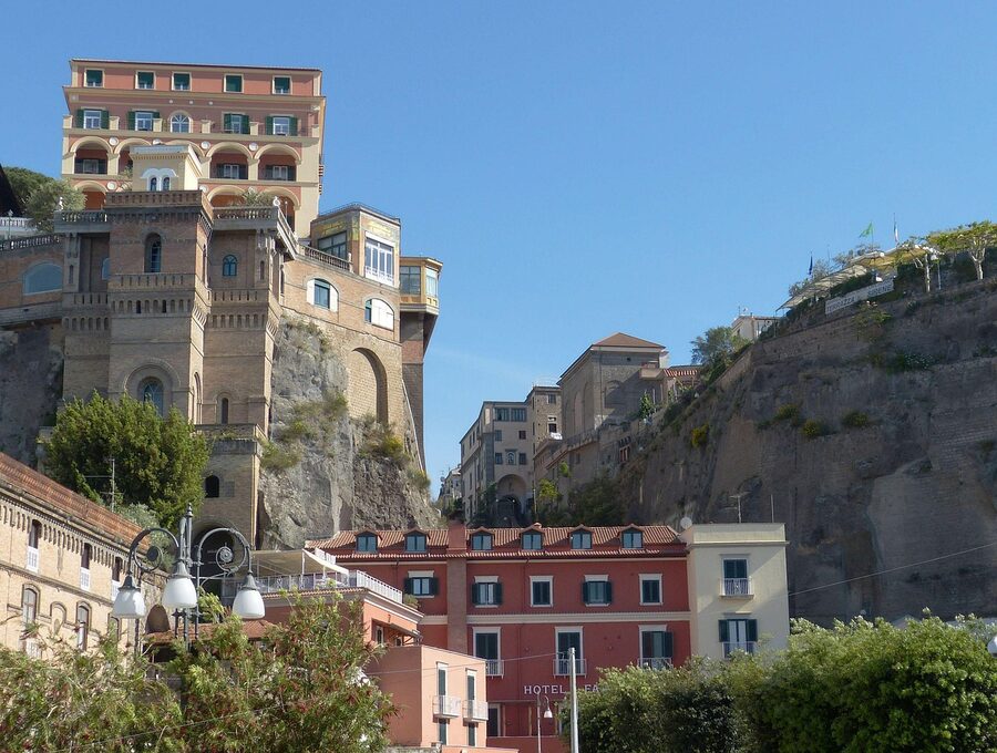 Sorrento perched on rocky cliff above the sea