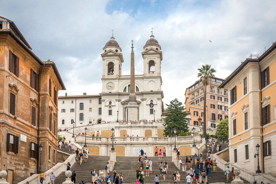 Spanish Steps from Piazza di Spagna Rome with crowds