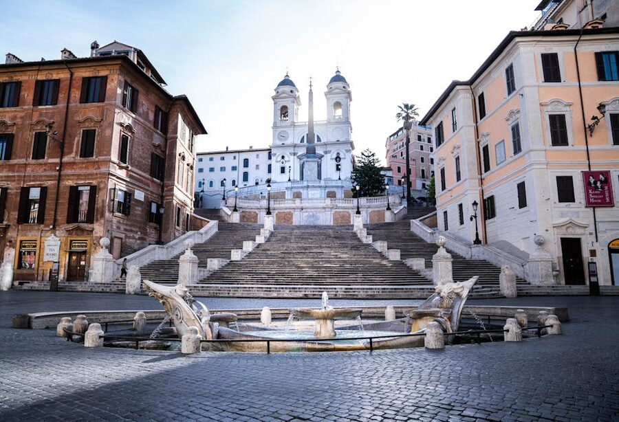 Spanish Steps and Fontana della Barcaccia in Piazza di Spagna Rome