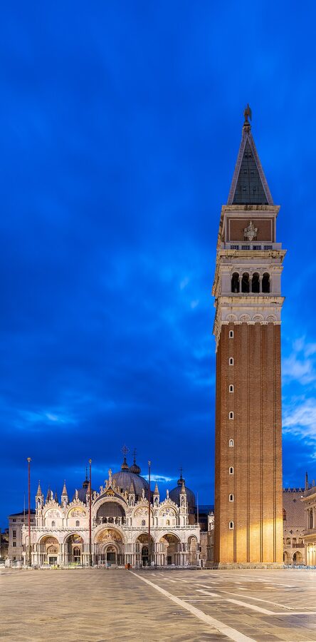 St Marks Basilica illuminated at night Venice