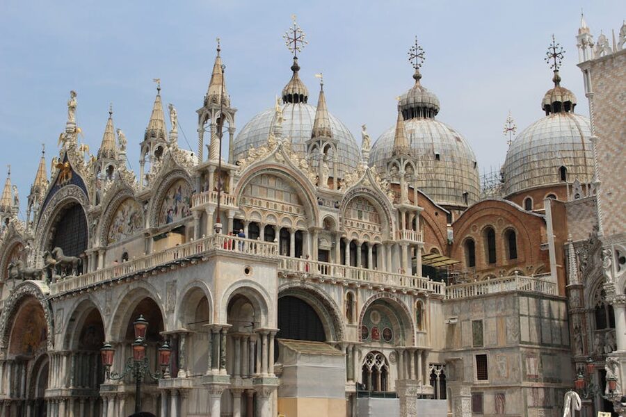 St Marks Basilica iconic facade in Piazza San Marco Venice