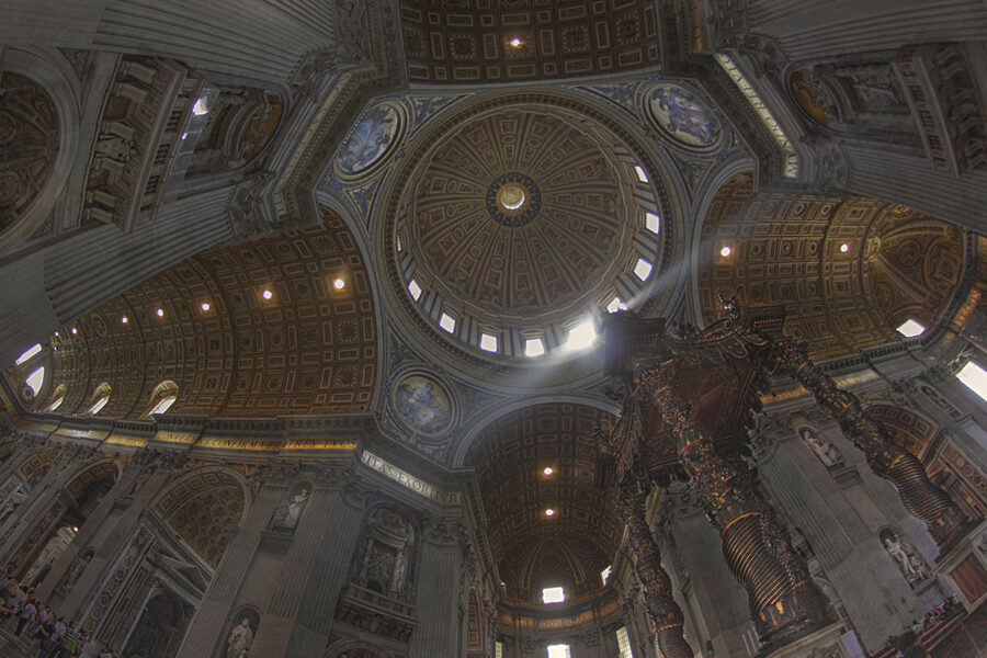 St Peters Basilica interior nave baldachin Vatican