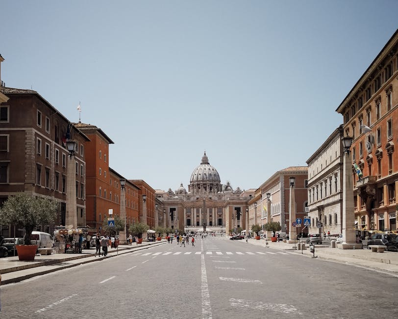 St. Peter's Basilica viewed along Via della Conciliazione approach
