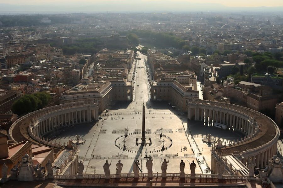 St Peters Square Vatican obelisk colonnade Rome