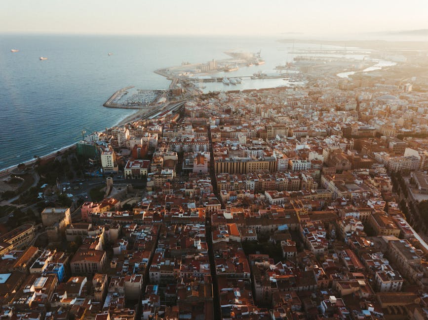 Aerial view of Tarragona's old town and cityscape