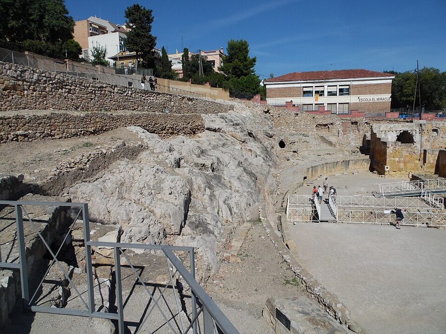 Tarragona Roman amphitheatre arena and stone seating tiers