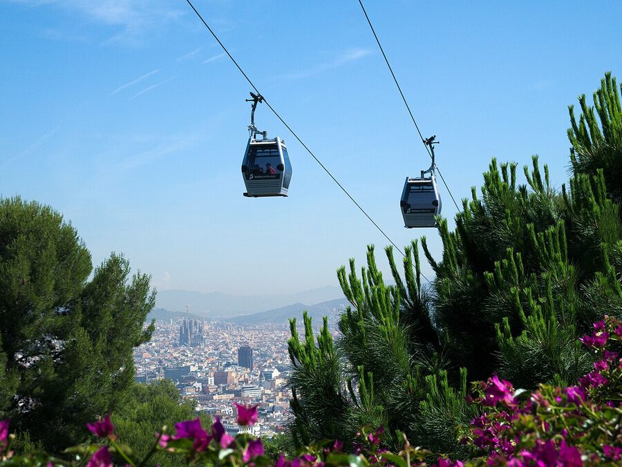 Telefèric de Montjuïc gondola from inside
