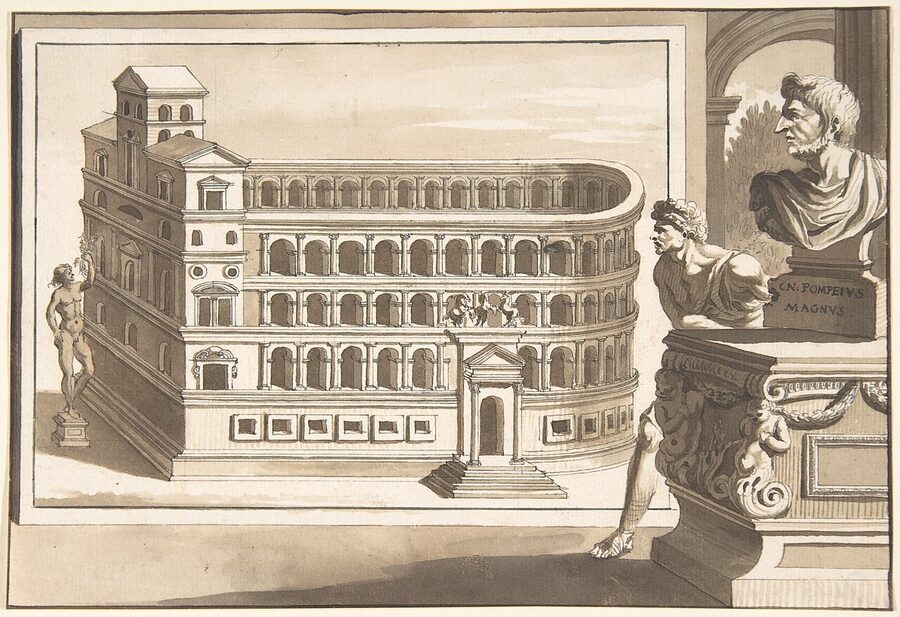 Reconstruction drawing of the Theatre of Pompey Rome