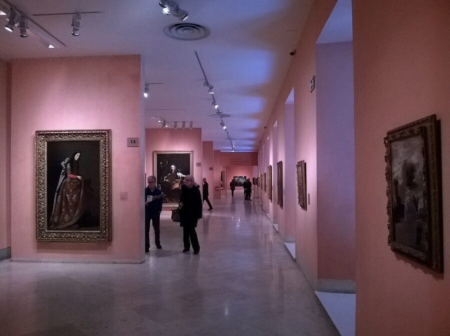 Gallery room with paintings on display at the Thyssen-Bornemisza Museum, Madrid