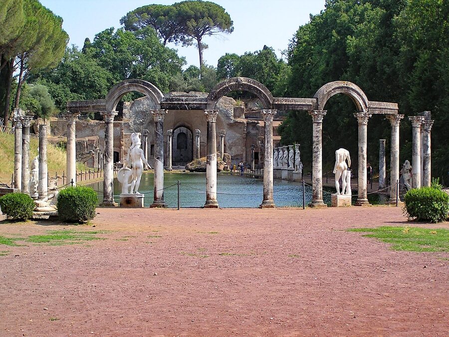 Canopus pool with statues at Hadrian's Villa