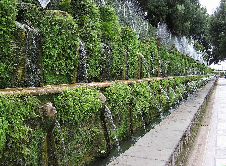 The Hundred Fountains terrace at Villa d'Este in Tivoli