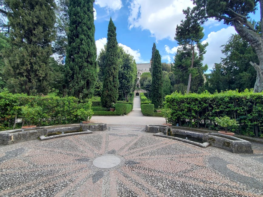 Renaissance garden terraces at Villa d'Este Tivoli