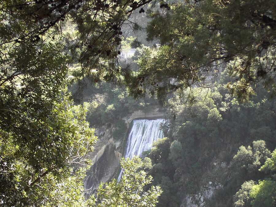 Waterfall cascade at Villa Gregoriana Tivoli