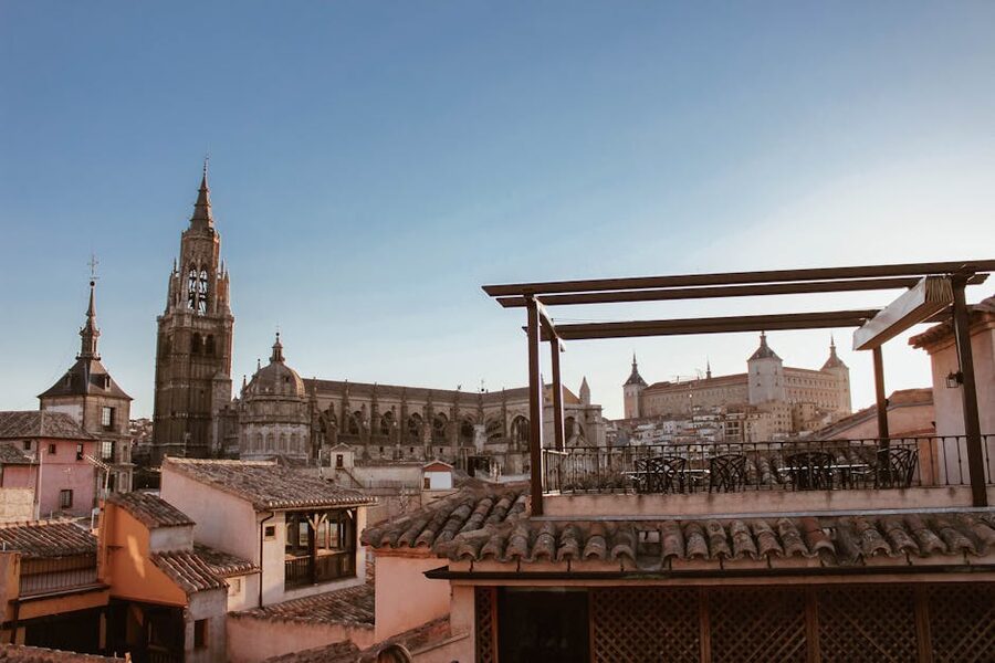 Toledo Cathedral Gothic spire above the old town