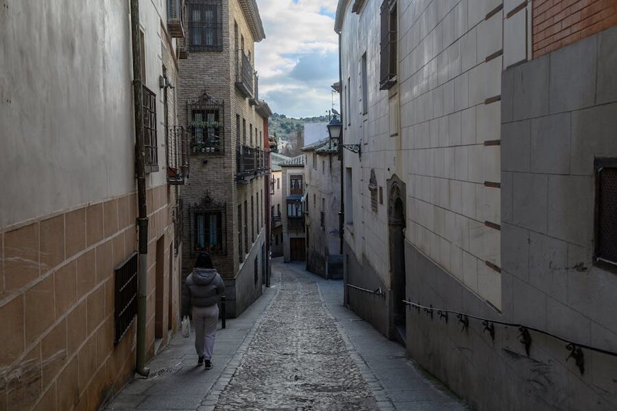 Cobblestone street in Toledo old town