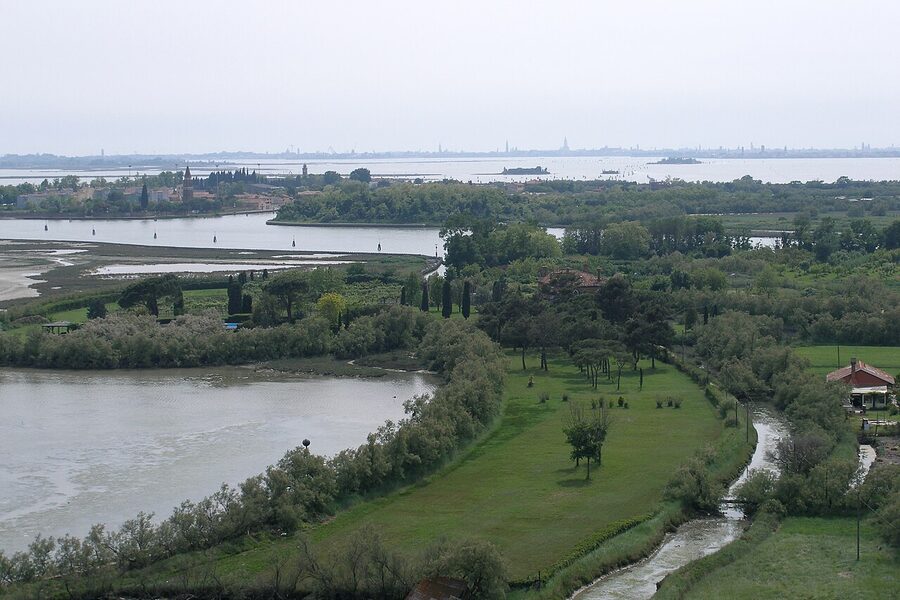 Venetian lagoon as seen from Torcello island shoreline Italy