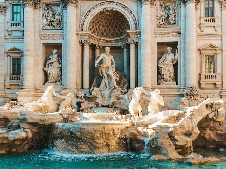Trevi Fountain Baroque sculpture detail close-up Rome