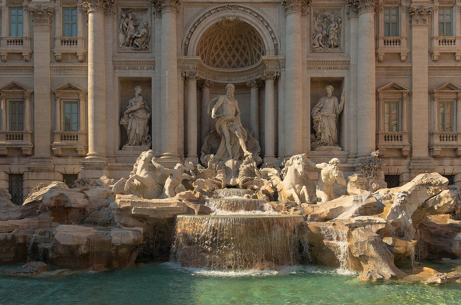 Trevi Fountain Oceanus statue detail Rome