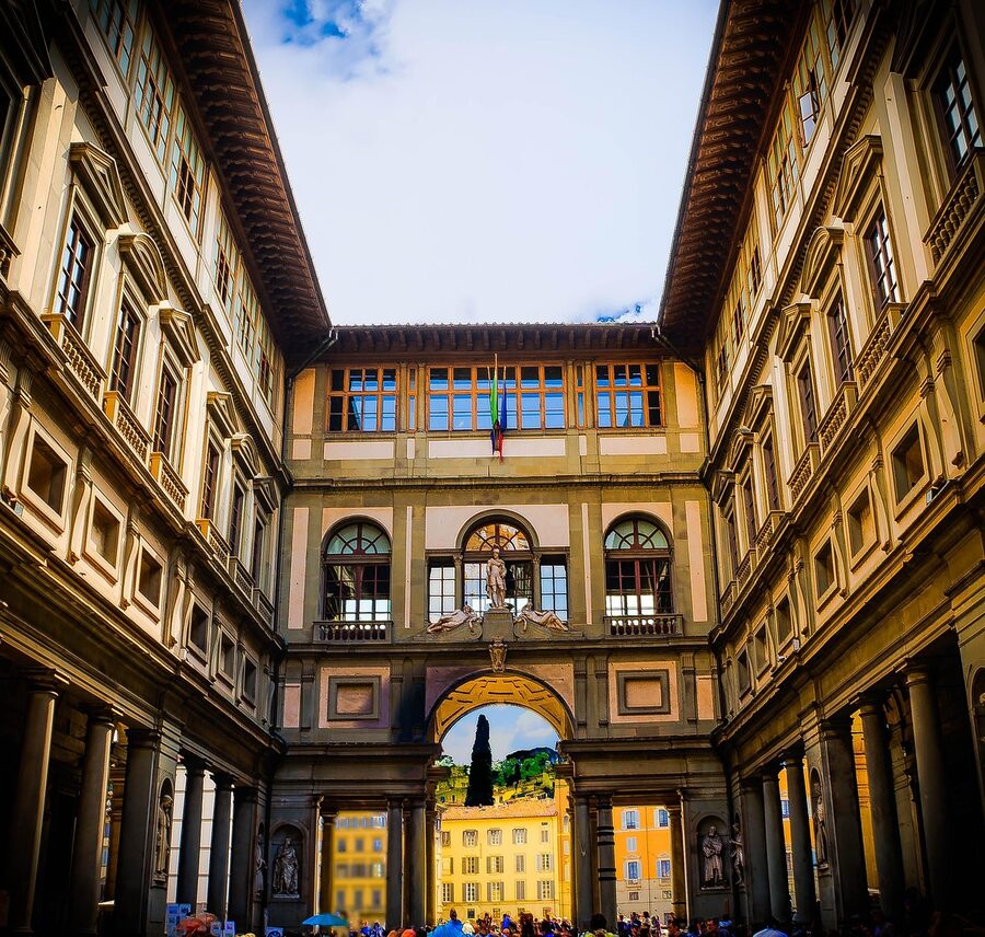 Architectural detail of the Uffizi Gallery in Florence