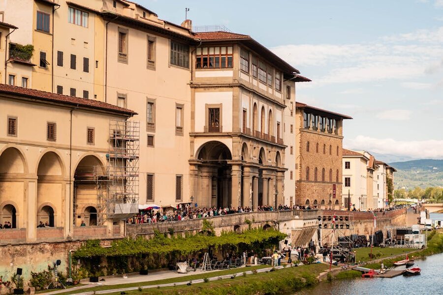 The Uffizi Gallery viewed from the Arno river side