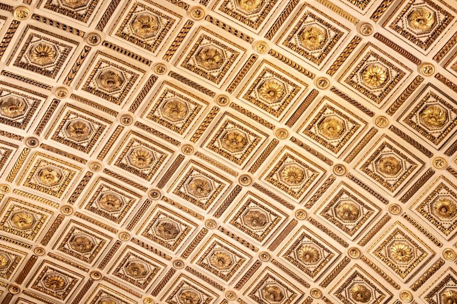 Painted ceiling at the Uffizi Gallery in Florence