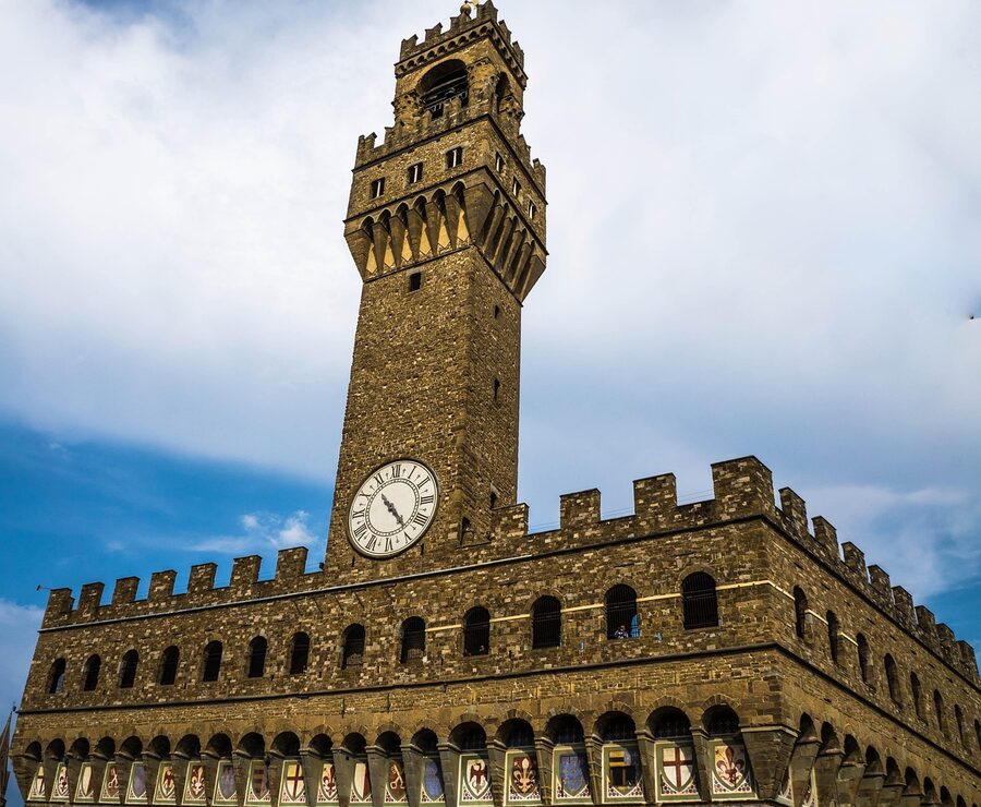 The Uffizi tower viewed from Piazza della Signoria