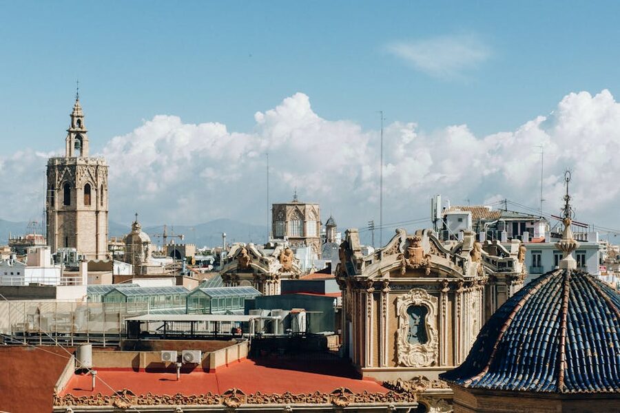 Valencia Ciutat Vella skyline with bell towers