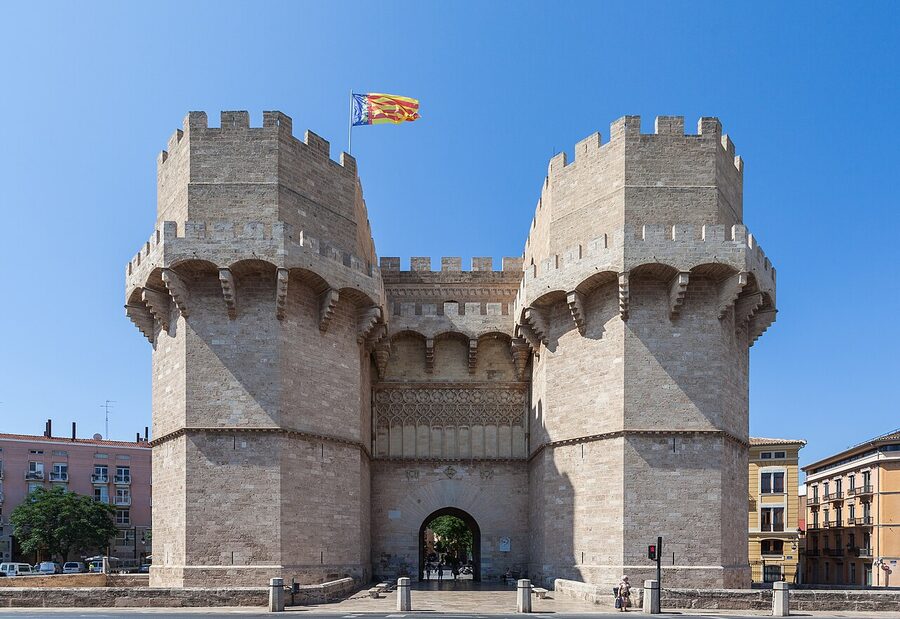 Torres de Serranos medieval city gate Valencia