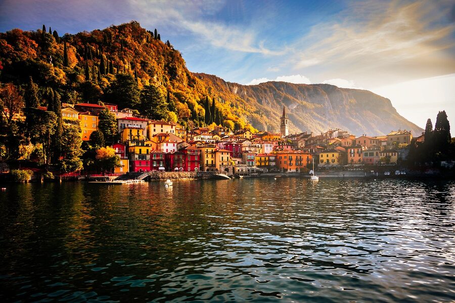 Varenna at autumn sunrise on Lake Como