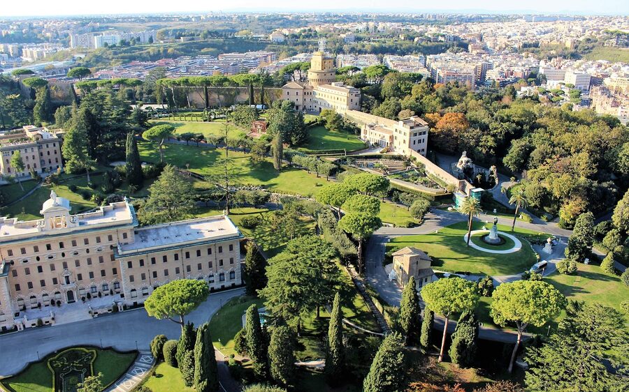 Vatican Gardens aerial view from above