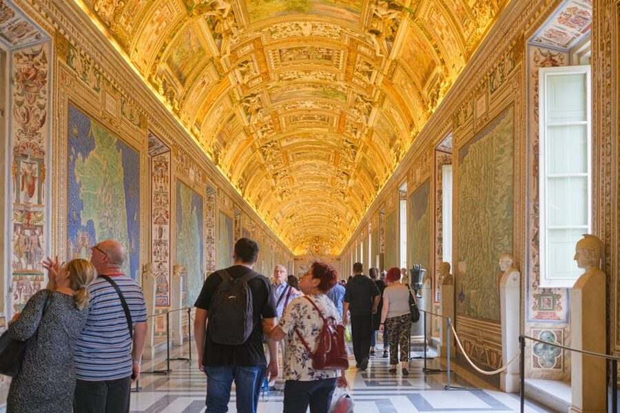Vatican Museums Gallery of Maps gilded ceiling Rome