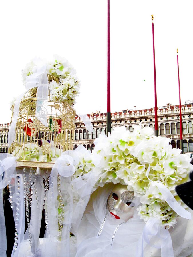 White Venetian carnival costume figure