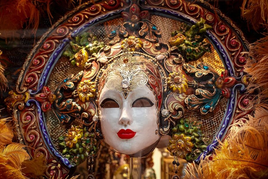 Detailed ornate Venetian mask with intricate patterns