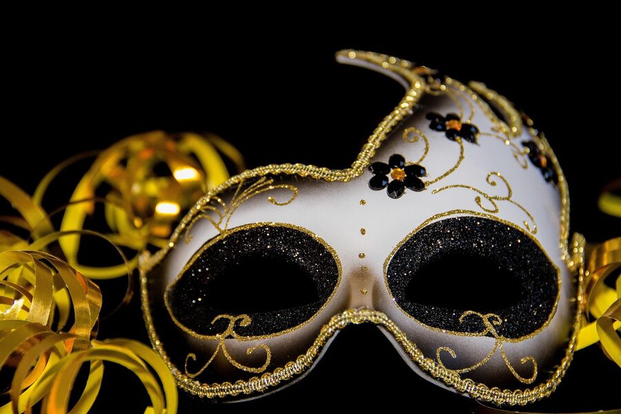 Mysterious Venetian mask on a black background