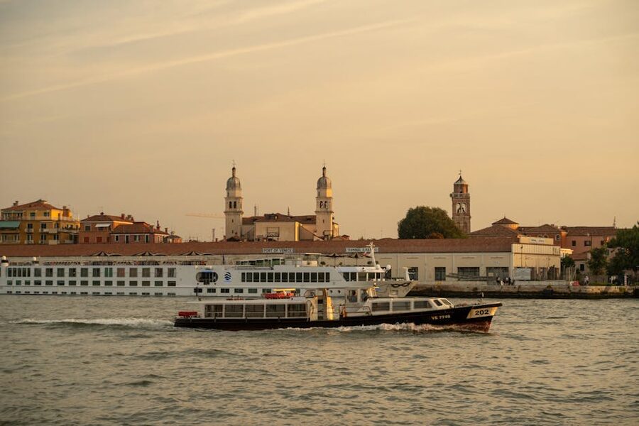 Venice vaporetto water bus on the canal